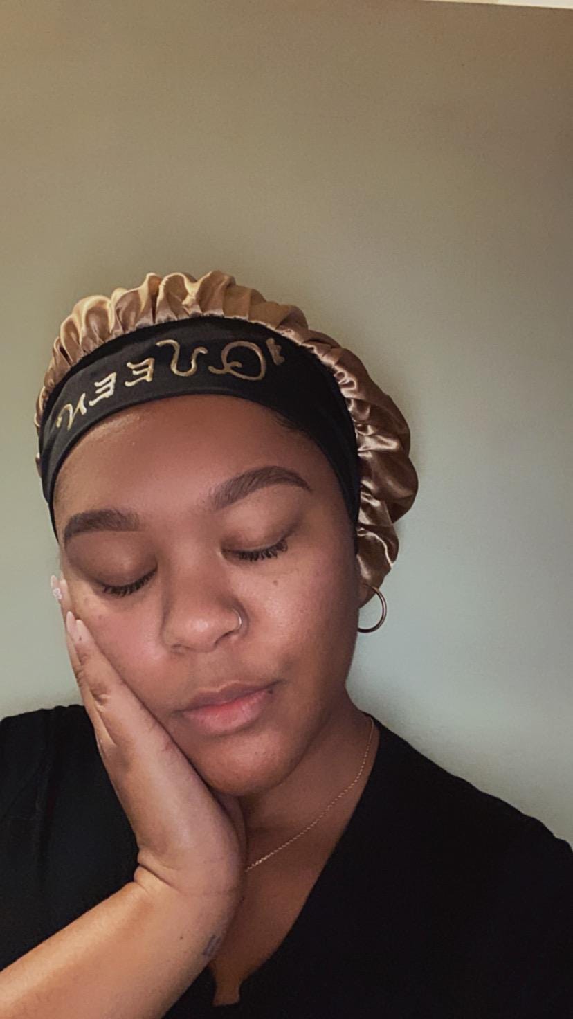 Queen Bonnets, Elegant Monogram Hair Bonnet, Satin ADULT Bonnet ...