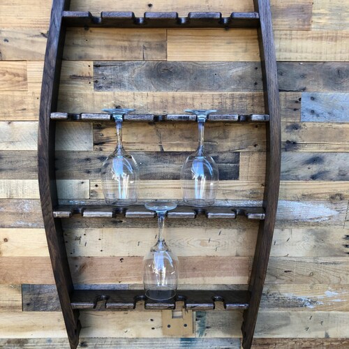 Natural Wood Shelf Mini Bar / Set of 2 Wine Shelves With Glass - Etsy