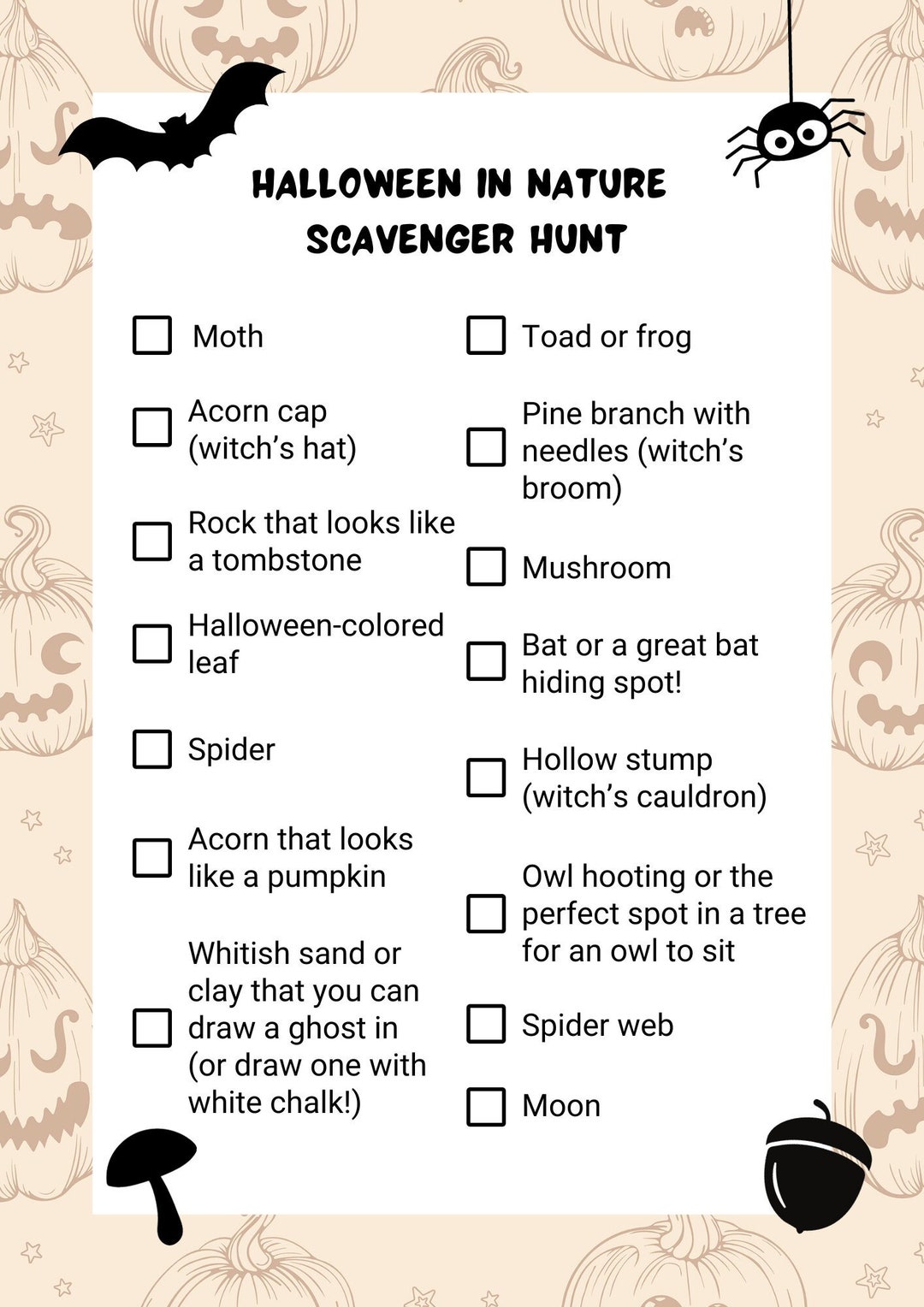 Halloween in Nature Scavenger Hunt for Kids - Halloween Nature ...
