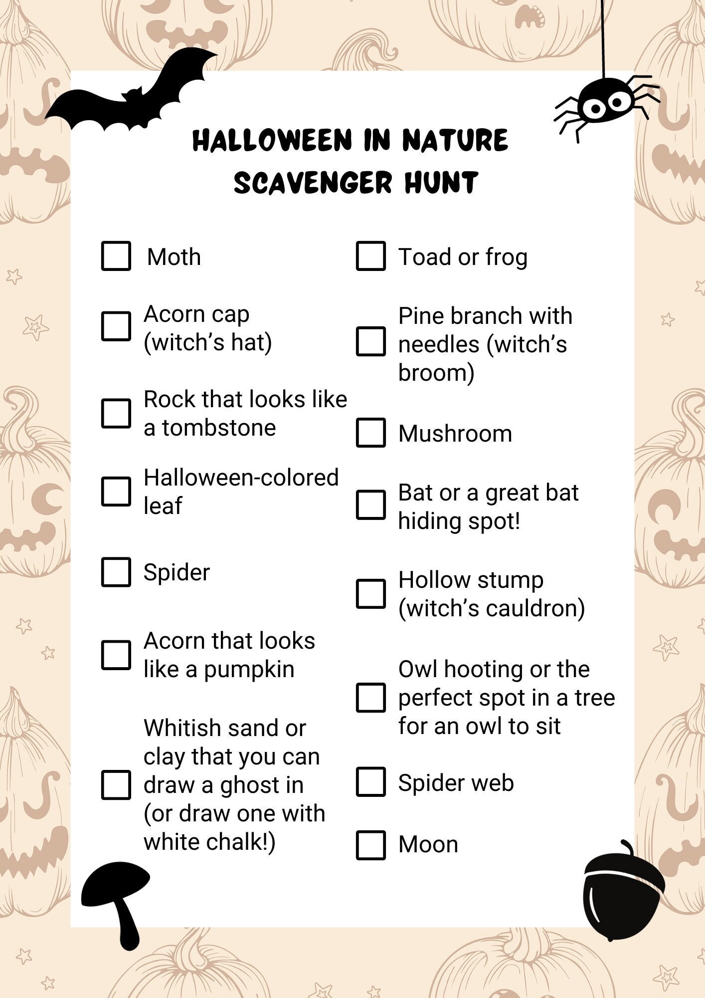Halloween in Nature Scavenger Hunt for Kids - Halloween Nature ...