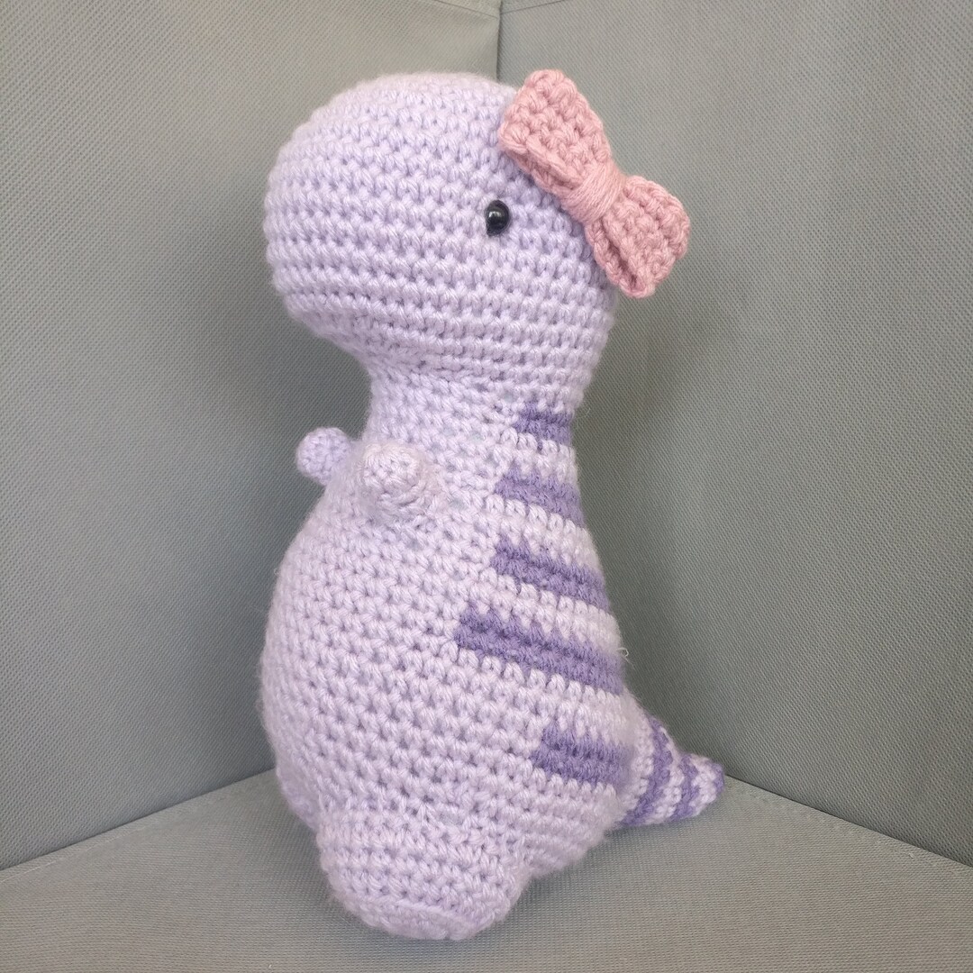 Timothy the T-rex With Optional Bow, Crochet Amigurumi Stuffed Animal ...