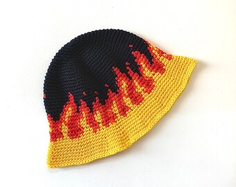 Crochet Flame Bucket Hat - Etsy