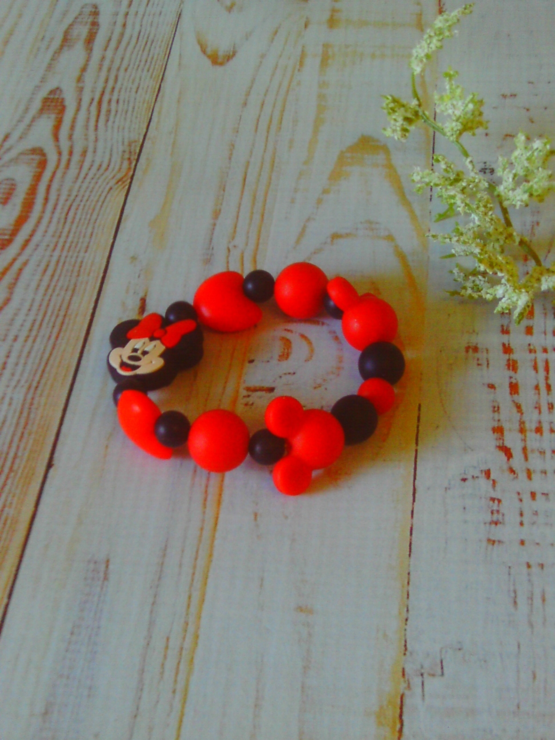 Minnie Mouse Red and Black Sensory Learning Silicone Play Ring ...