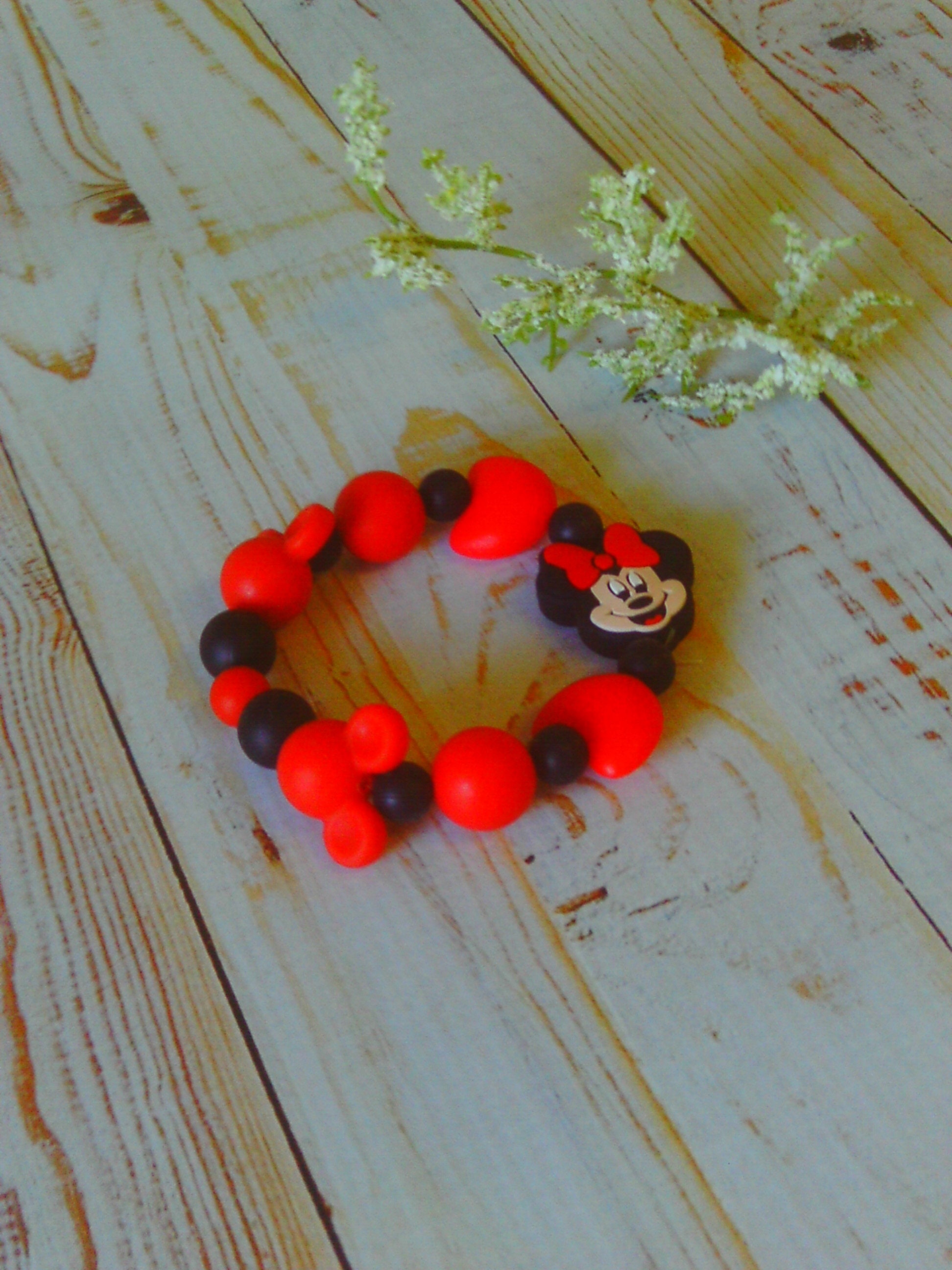 Minnie Mouse Red and Black Sensory Learning Silicone Play Ring ...