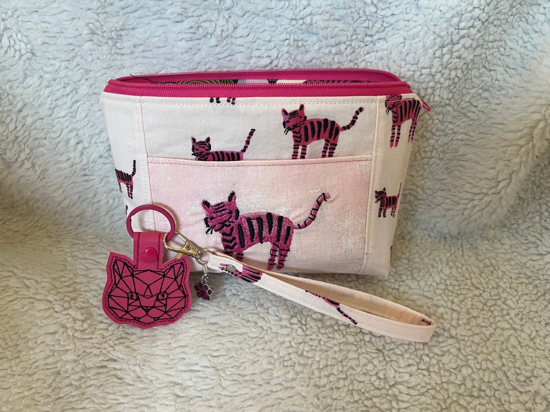 Pink Cat Small Zipper Pouch/pink Cat Make-up Bag/pink Cat Travel Bag ...