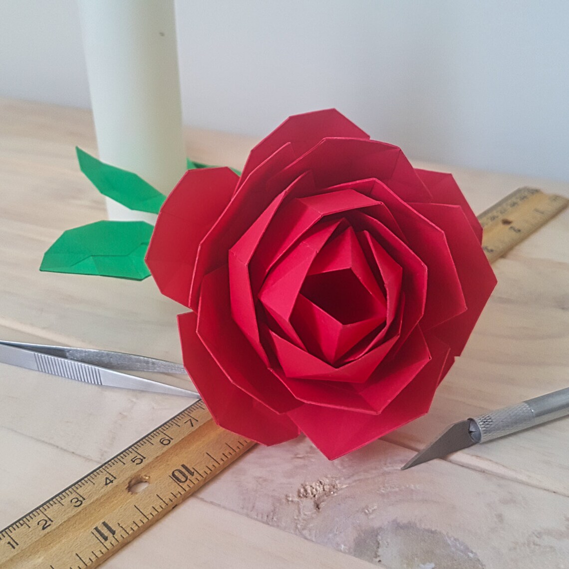 3D Papercraft Rose - Schablone - Etsy.de