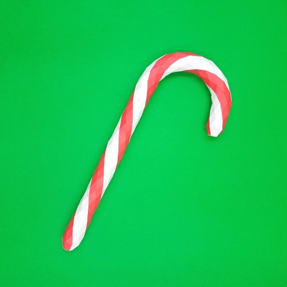 3D Papercraft Candy Cane Template - Etsy
