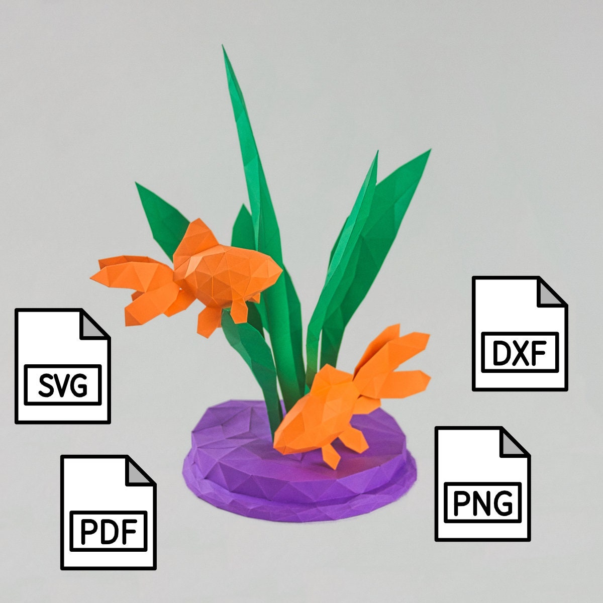 3D Papercraft Goldfish Diorama - Template - Etsy Canada