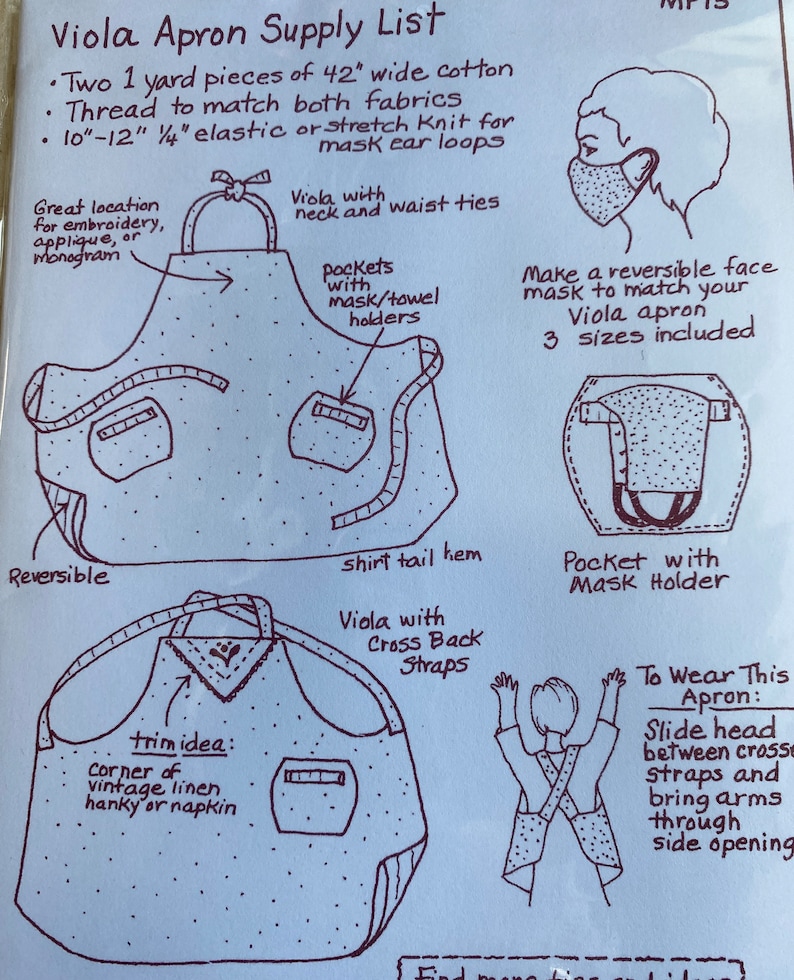 Mary Mulari Wrap Front Apron Pattern, Reversible Apron Pattern, Vintage ...
