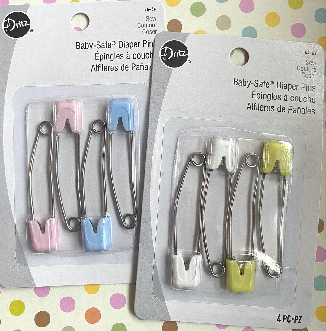 Dritz Baby Safe Diaper Pins, 4 Piece Package, 2 Blue 2 Pink, Slightly ...