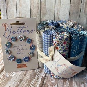 Tilda Buttons & Fat Eights Bundle, Tilda Fabric Summer Ocean Blues ...
