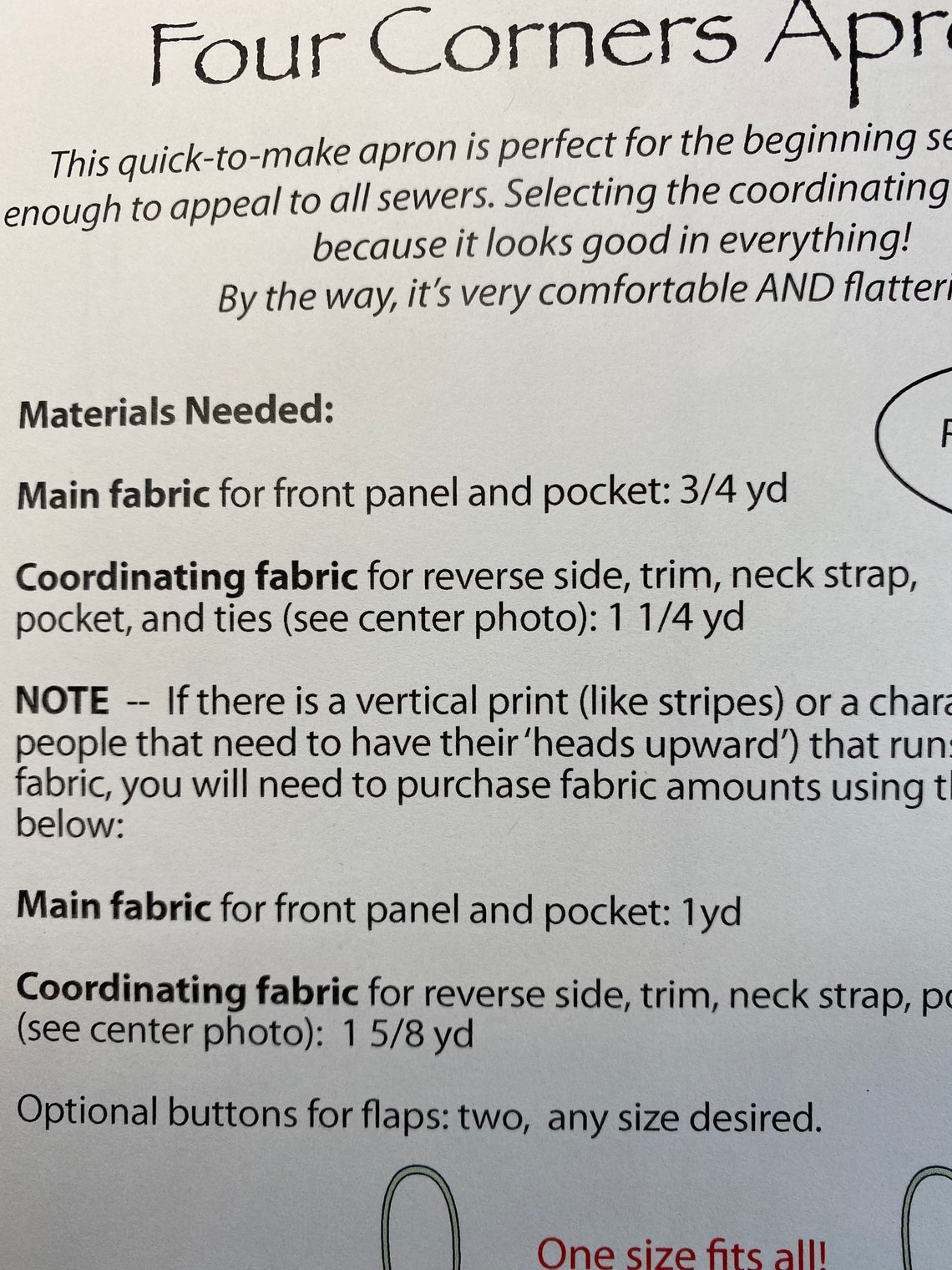 Four Corners Apron Vanilla House Apron Pattern Quick & Easy - Etsy
