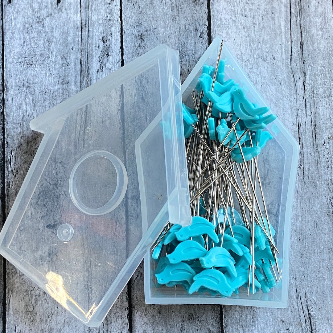 Riley Blake Blue Bird Pins, Cute Bird House Box Contains 60- 1 3/4” Pins, for Your Favorite ...