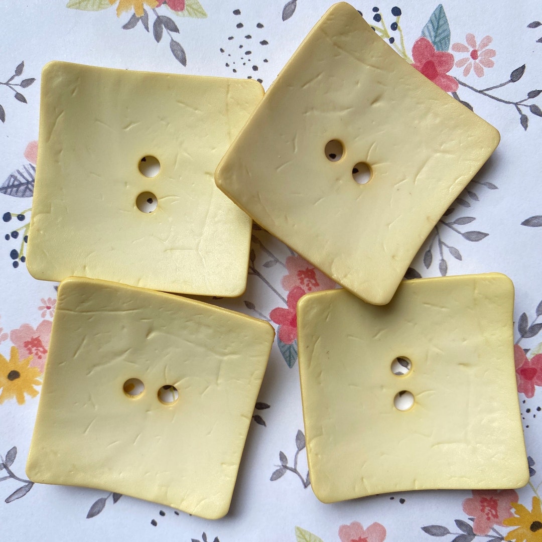 Square PALE YELLOW 60mm Dill Button, Extra Large 2.4 Inch Polyamide ...