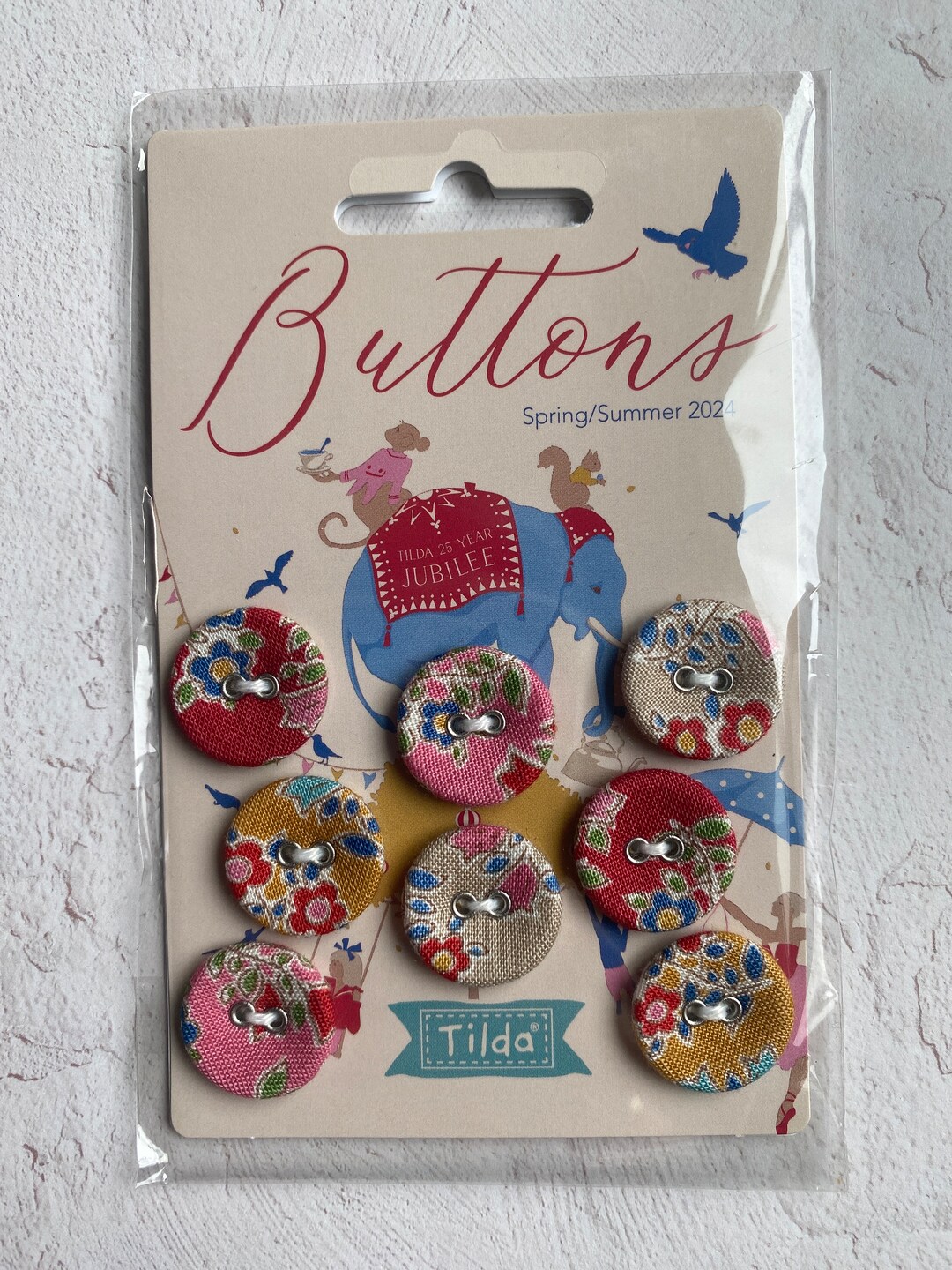 Tilda ™ Buttons, FARM FLOWERS Buttons, 8 Piece 18mm Cloth Covered ...