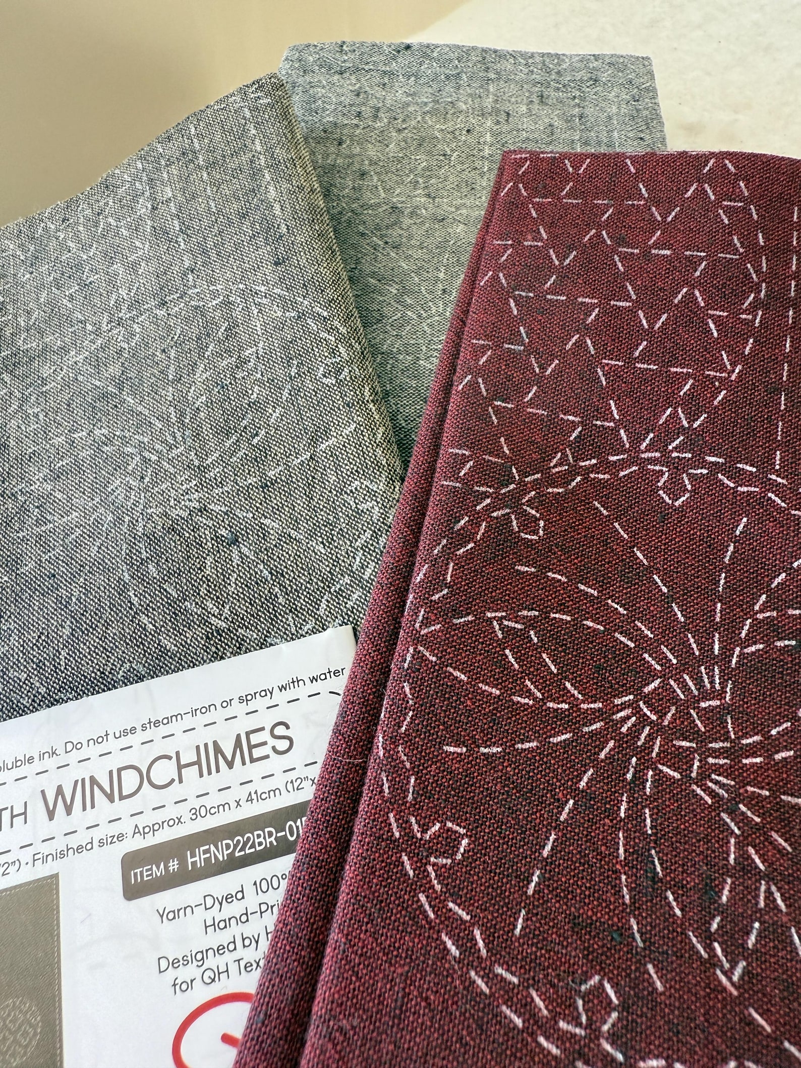 Sashiko WINDCHIMES, Sashiko Cloth, 4 Fabric Color Choices, Preprinted ...