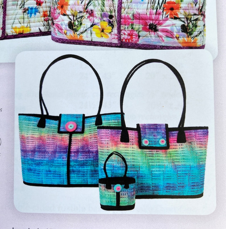 Aunties Two ROCKPORT TOTES Pattern, 1 Yd of Fabric, Whole Cloth Version ...