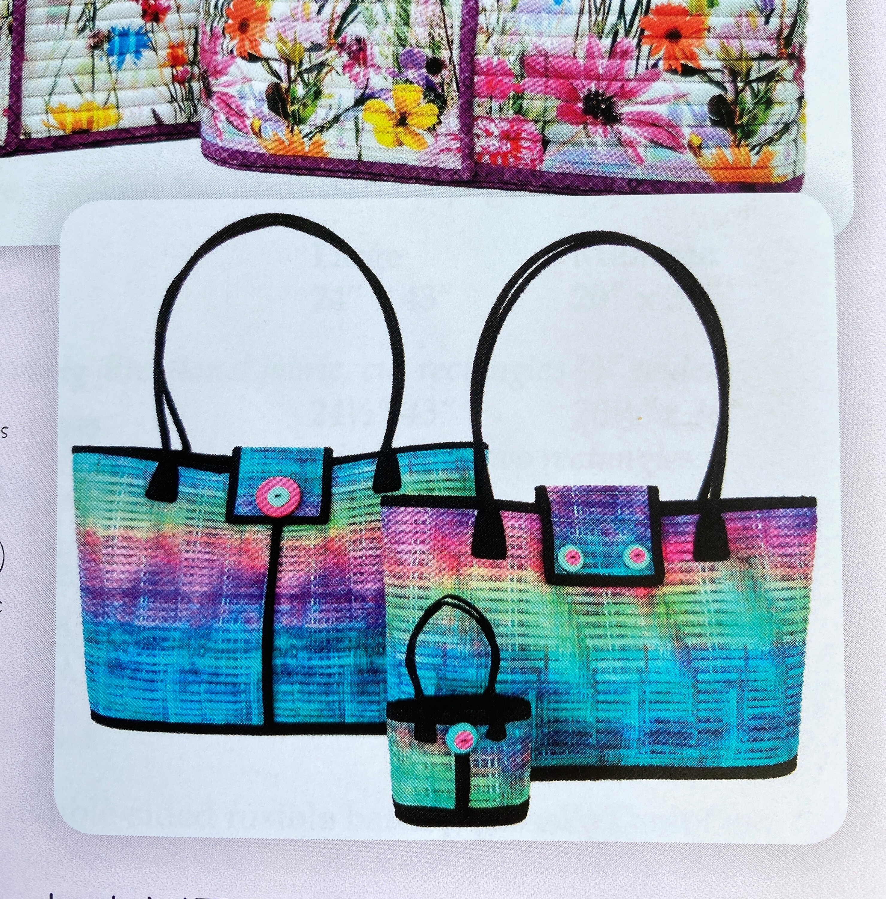 Aunties Two ROCKPORT TOTES Pattern, 1 Yd of Fabric, Whole Cloth Version ...