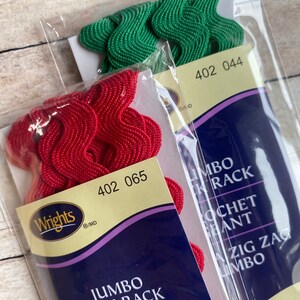 Wrights Rick Rack Jumbo, HOLIDAY Red Green WHITE, .625 in Wide. 2.5 Yd ...