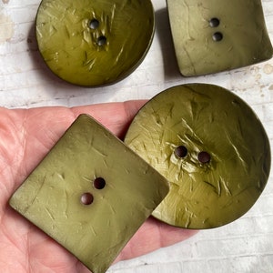 OLIVE GREEN Square 58mm Dill Button, Large 2.4 Inch Polyamide Button ...