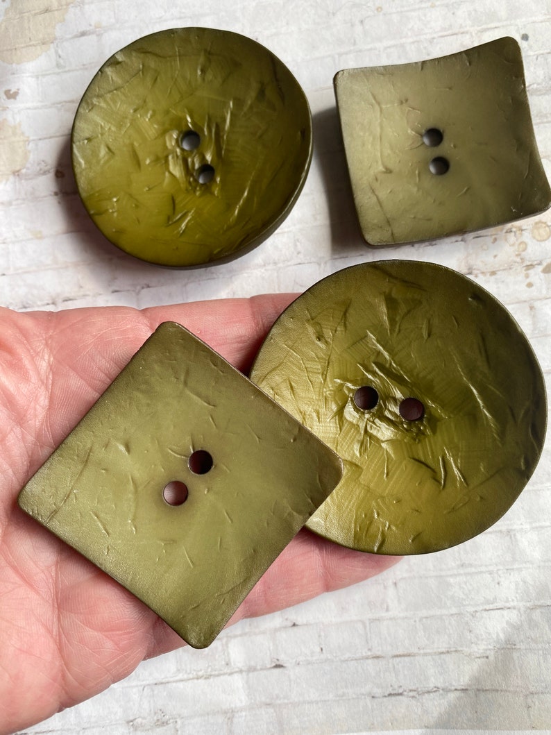 OLIVE GREEN Square 58mm Dill Button, Large 2.4 Inch Polyamide Button ...