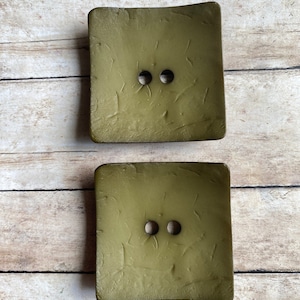 OLIVE GREEN Square 58mm Dill Button, Large 2.4 Inch Polyamide Button, Extra Large Buttons, Many ...