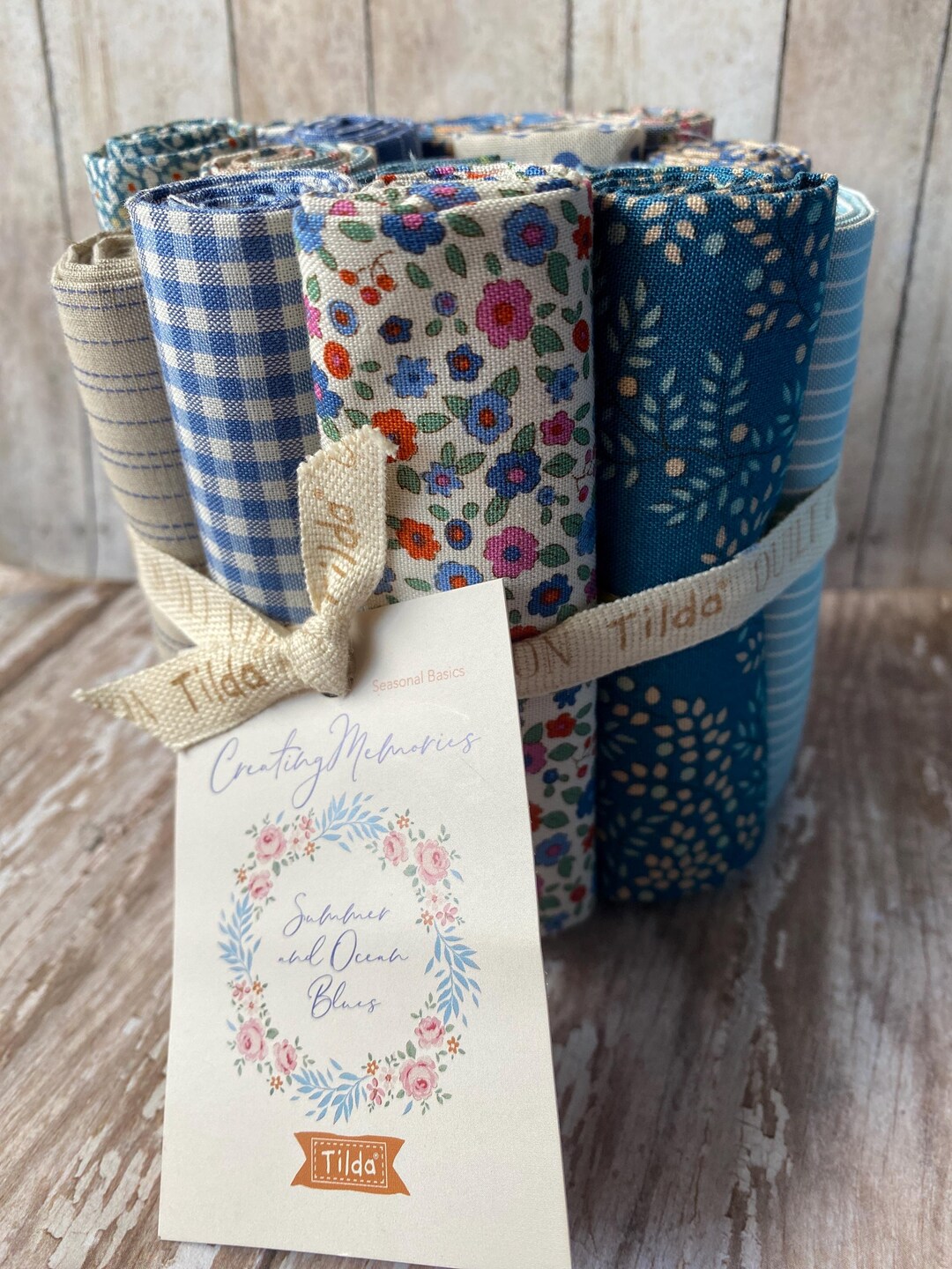 Tilda Buttons & Fat Eights Bundle, Tilda Fabric Summer Ocean Blues ...