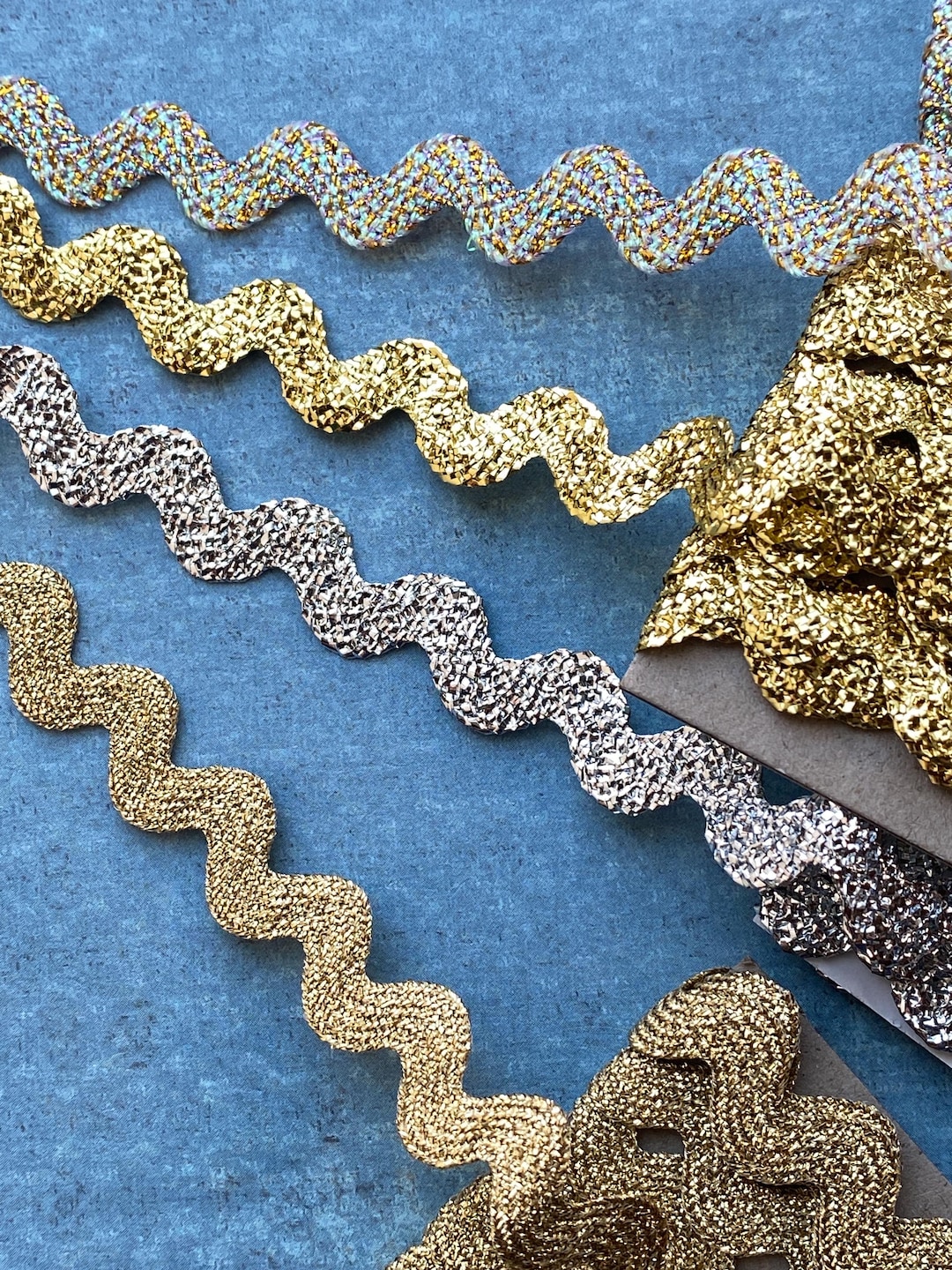 METALLIC Rick Rack MEDIUM, Rainbow Silver & 2 Golds, Discounted Combos ...