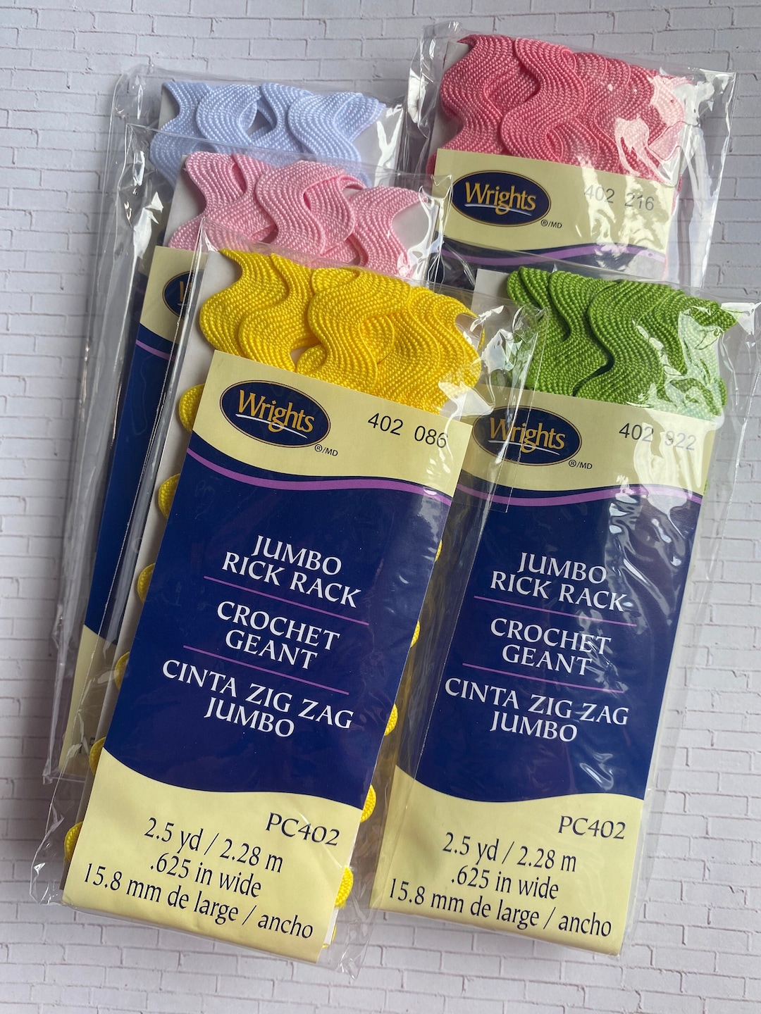 JUMBO Rick Rack, Choice of 5 Colors, .625 Inches Wide. 2.5 Yds per ...