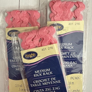 MEDIUM Wrights Rick Rack, 5 Colors or Bundle, .5 Inches Wide. 2.5 Yd ...