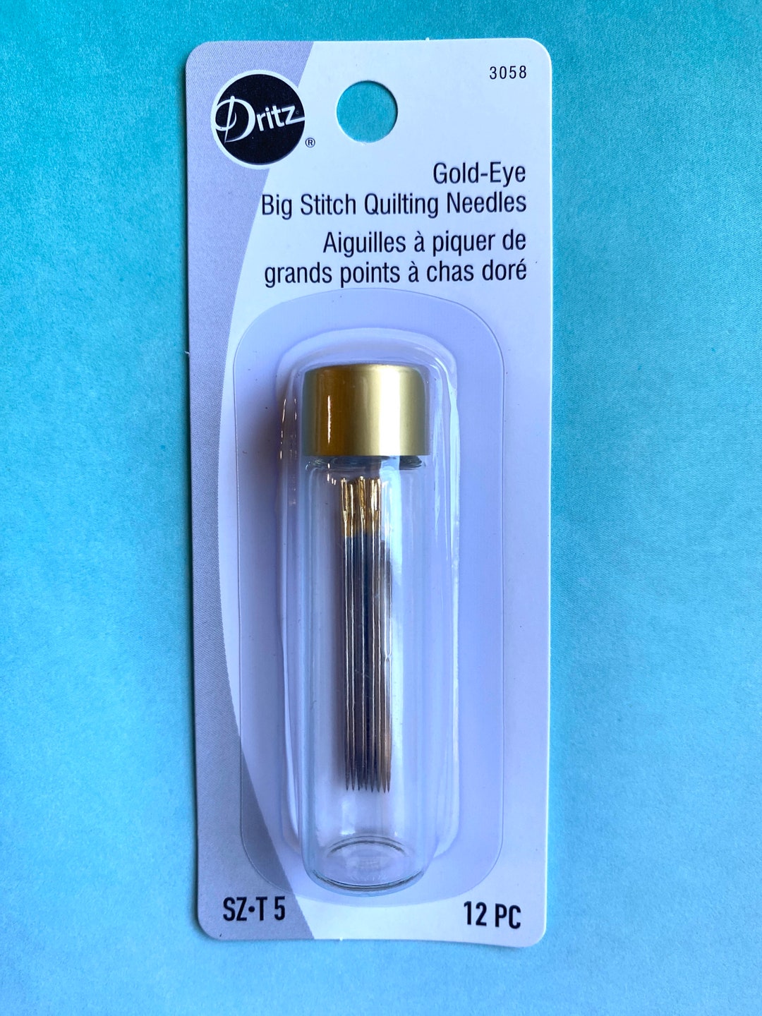 Dritz Gold Eye BIG STITCH Quilting Needles in Glass Storage Tubes, Size ...