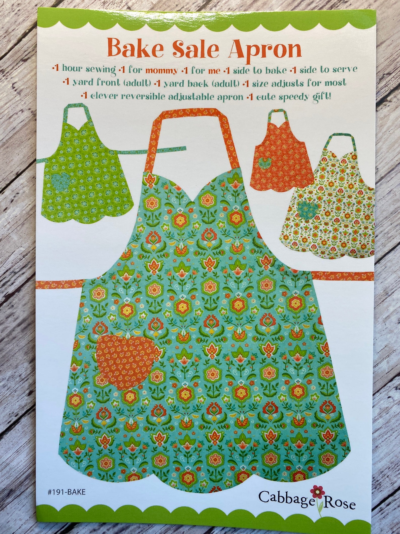 BAKE SALE APRON by Cabbage Rose Patterns 191-bake Child 3-7 | Etsy