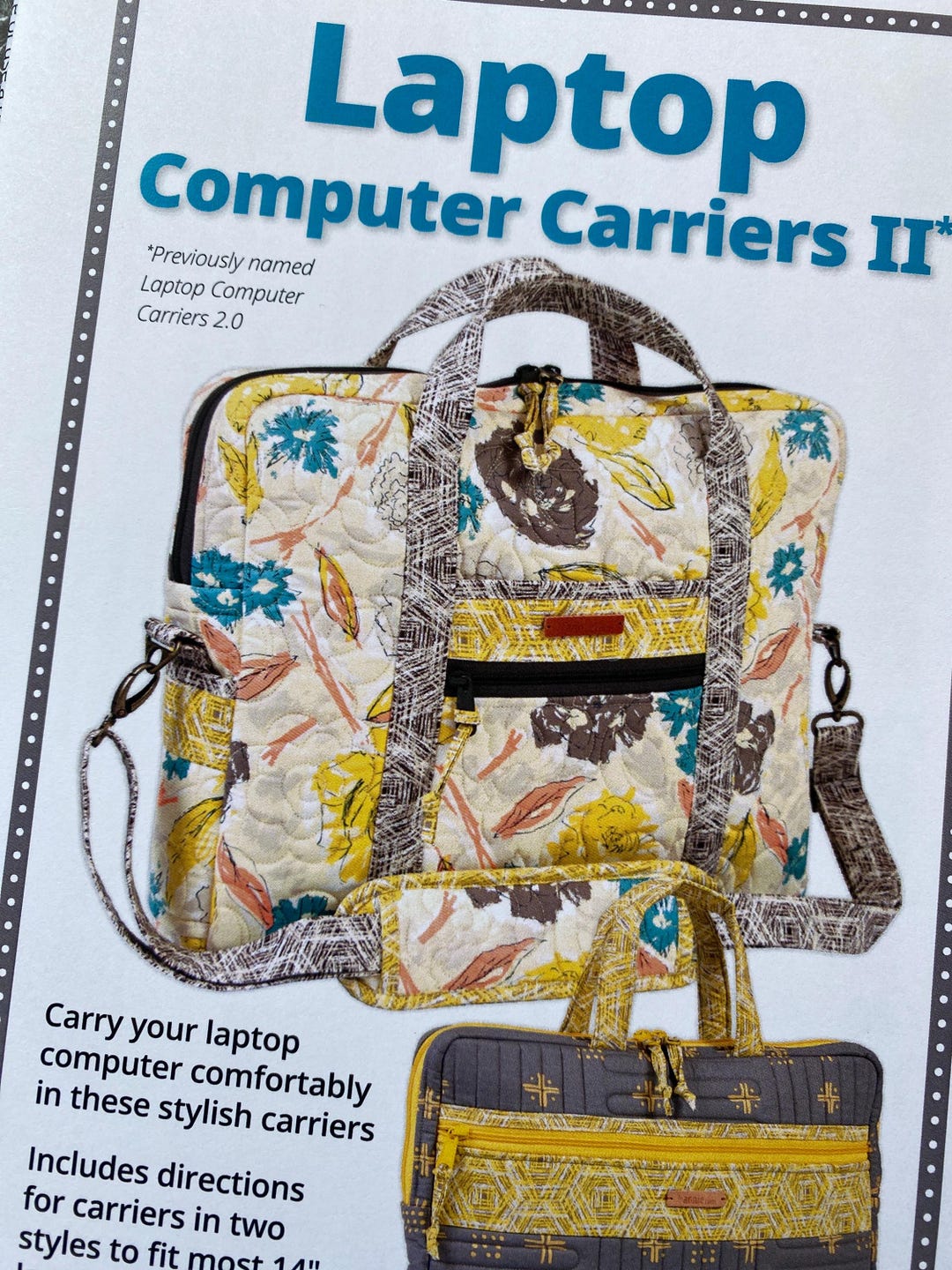 Byannie LAPTOP COMPUTER Carriers 2, Pattern for Computer Bag, Fits Most ...