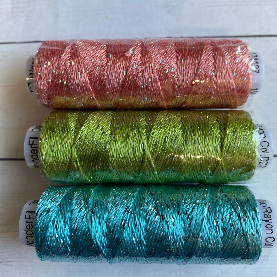 8wt DAZZLE PASTELS Mix, Four Color Mix of Rayon Metallic 50 Yard Spools ...