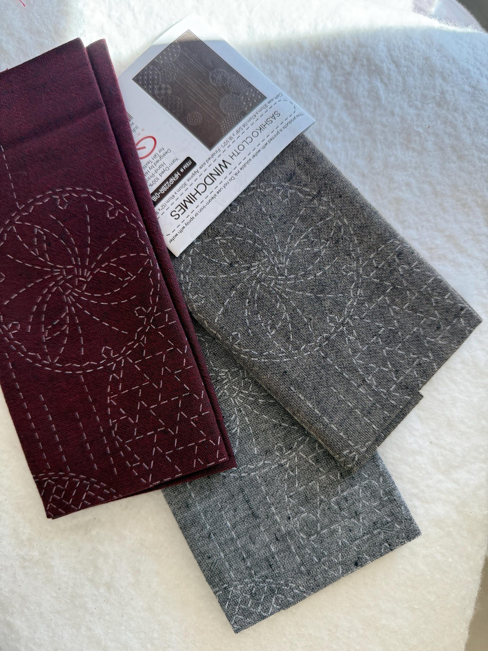 Sashiko WINDCHIMES, Sashiko Cloth, 4 Fabric Color Choices, Preprinted ...