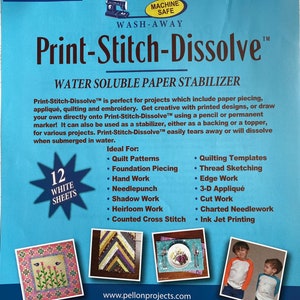 Pellon Print Stitch Dissolve, Pellon 2301S, Water Soluble Paper ...