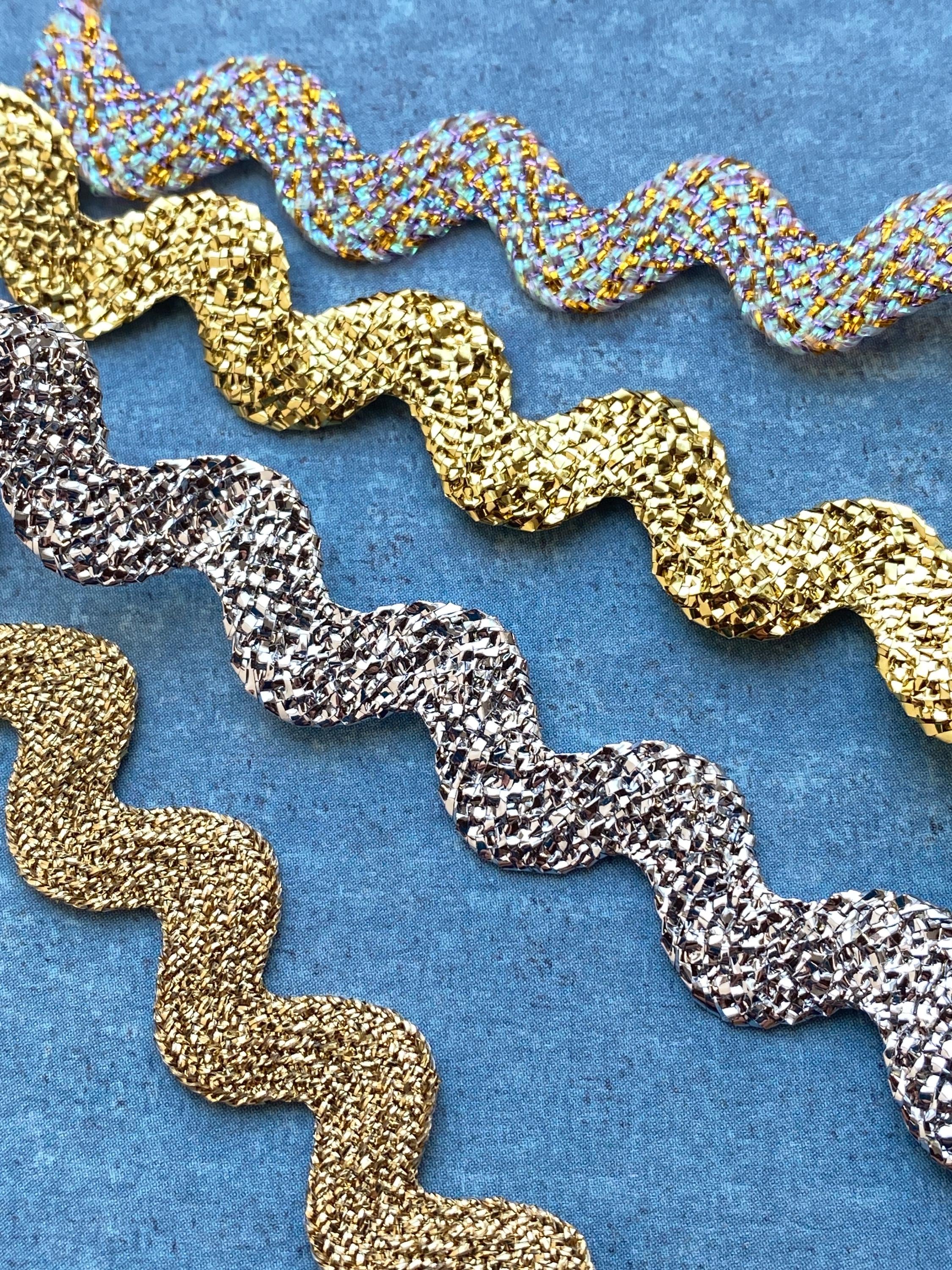 METALLIC Rick Rack MEDIUM, Rainbow Silver & 2 Golds, Discounted Combos ...