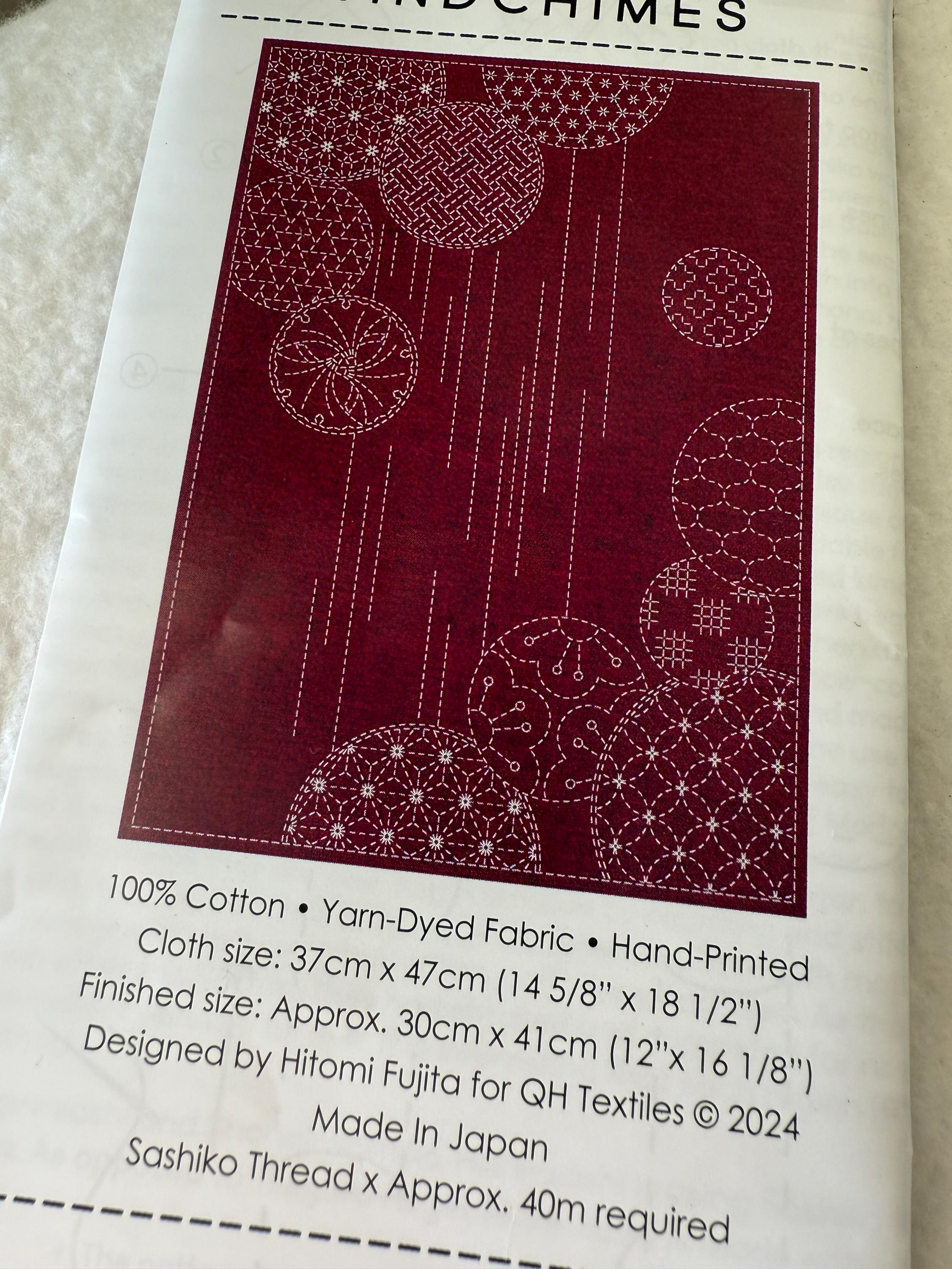 Sashiko WINDCHIMES, Sashiko Cloth, 4 Fabric Color Choices, Preprinted ...