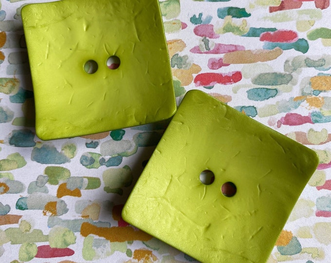 Square LIGHT LIME 60mm Dill Button, Extra Large 2.4 Inch Polyamide ...