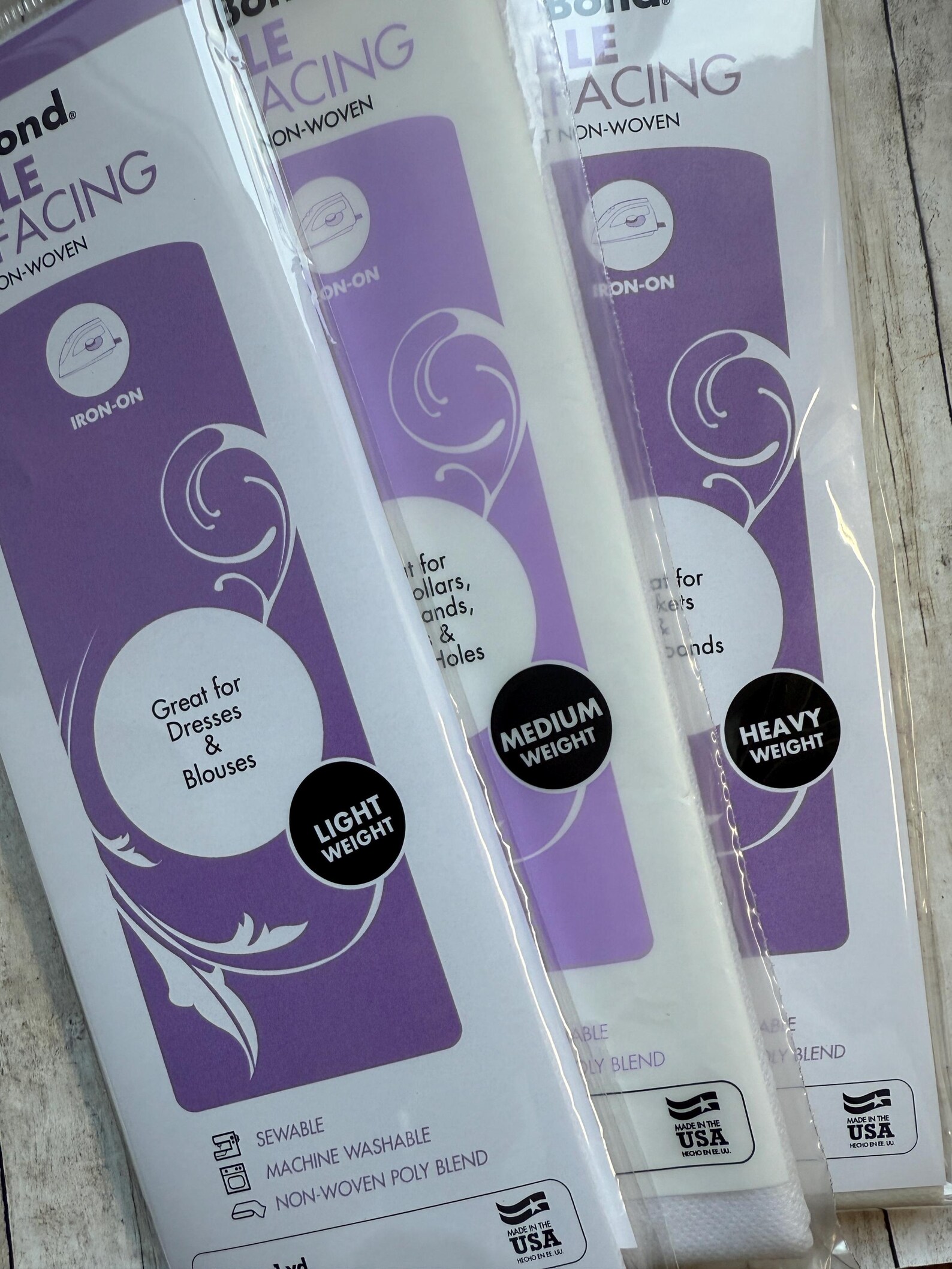 Heat N Bond Fusible Interfacing 20in X 1yd, 4 Weights Light Medium ...