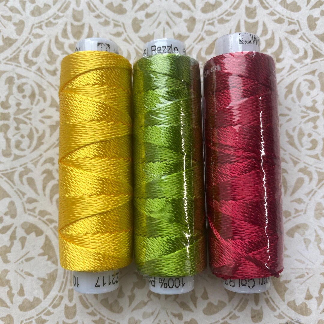 Sue Spargo 8wt RAZZLE, Rayon Metallic 50 Yard Spools, Wonderfil ...