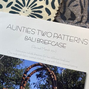 Aunties Two BALI BRIEFCASE Tote Bag Pattern, Bag Patterns Using Fabric ...