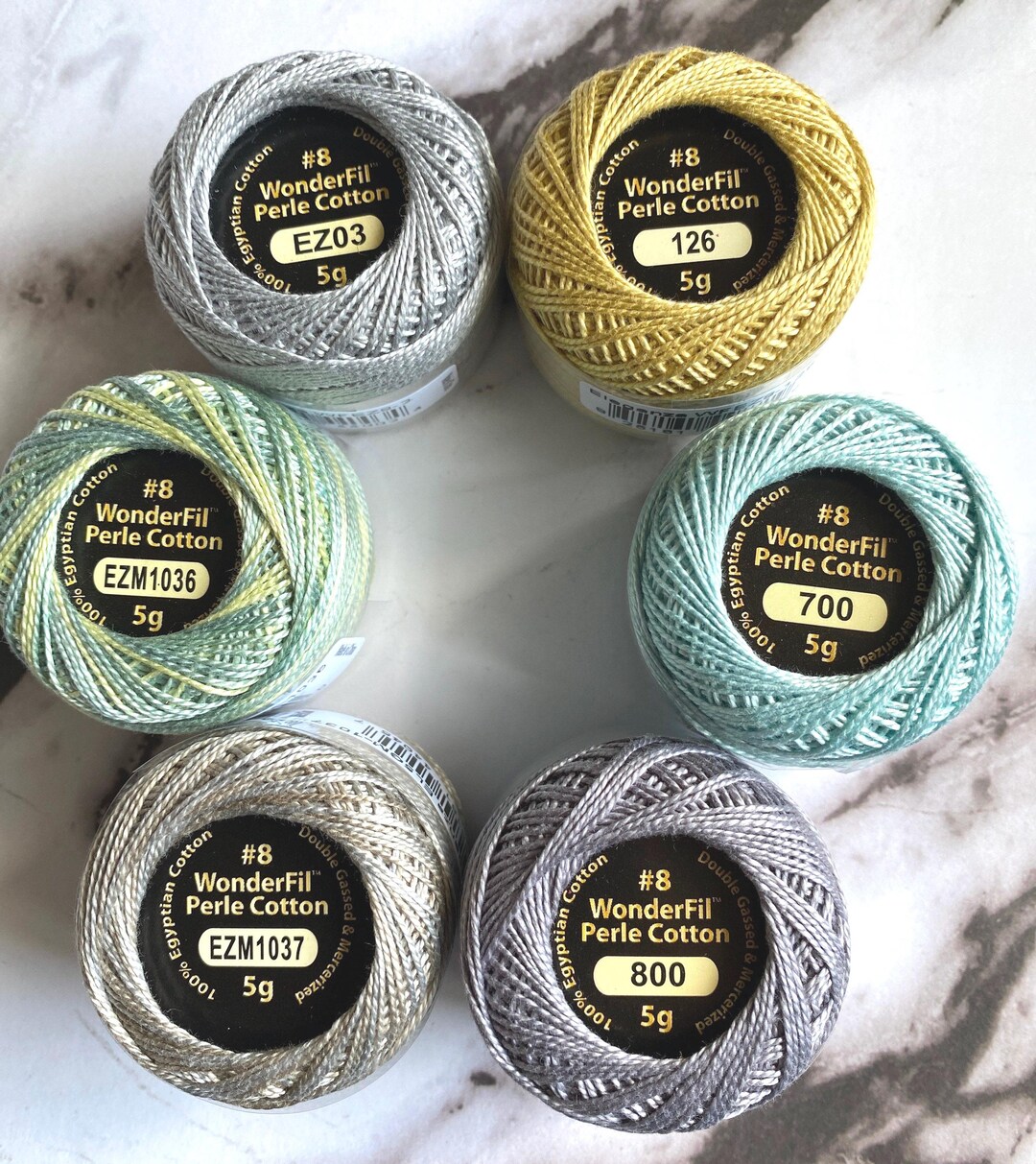 Perle Cotton 8wt, METALLIC MINT MIX, Six Gorgeous Colors Eleganza Perle ...