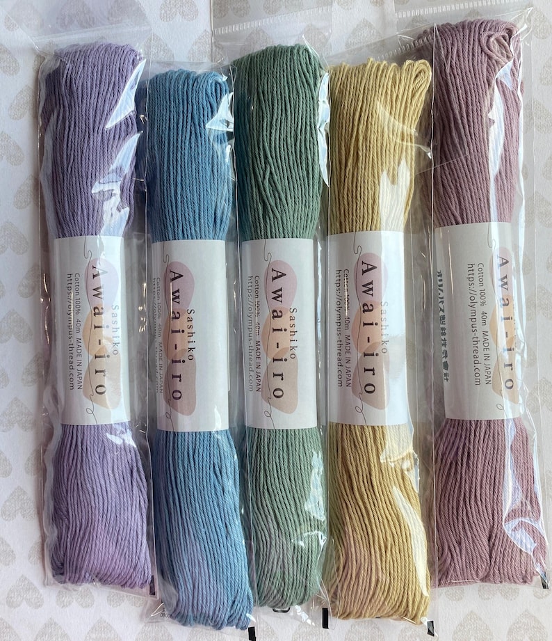 Olympus 40M Sashiko Thread, Mix of 5 MUTED Shades or Singles, Medium ...