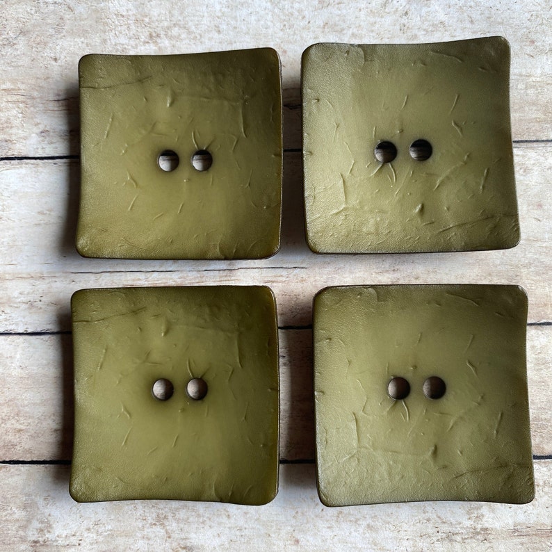 OLIVE GREEN Square 58mm Dill Button, Large 2.4 Inch Polyamide Button ...