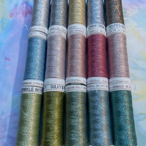 Sulky POLYSPARKLE, 30wt 290 Yd Spool, Pink & Jade Poly Sparkle With ...