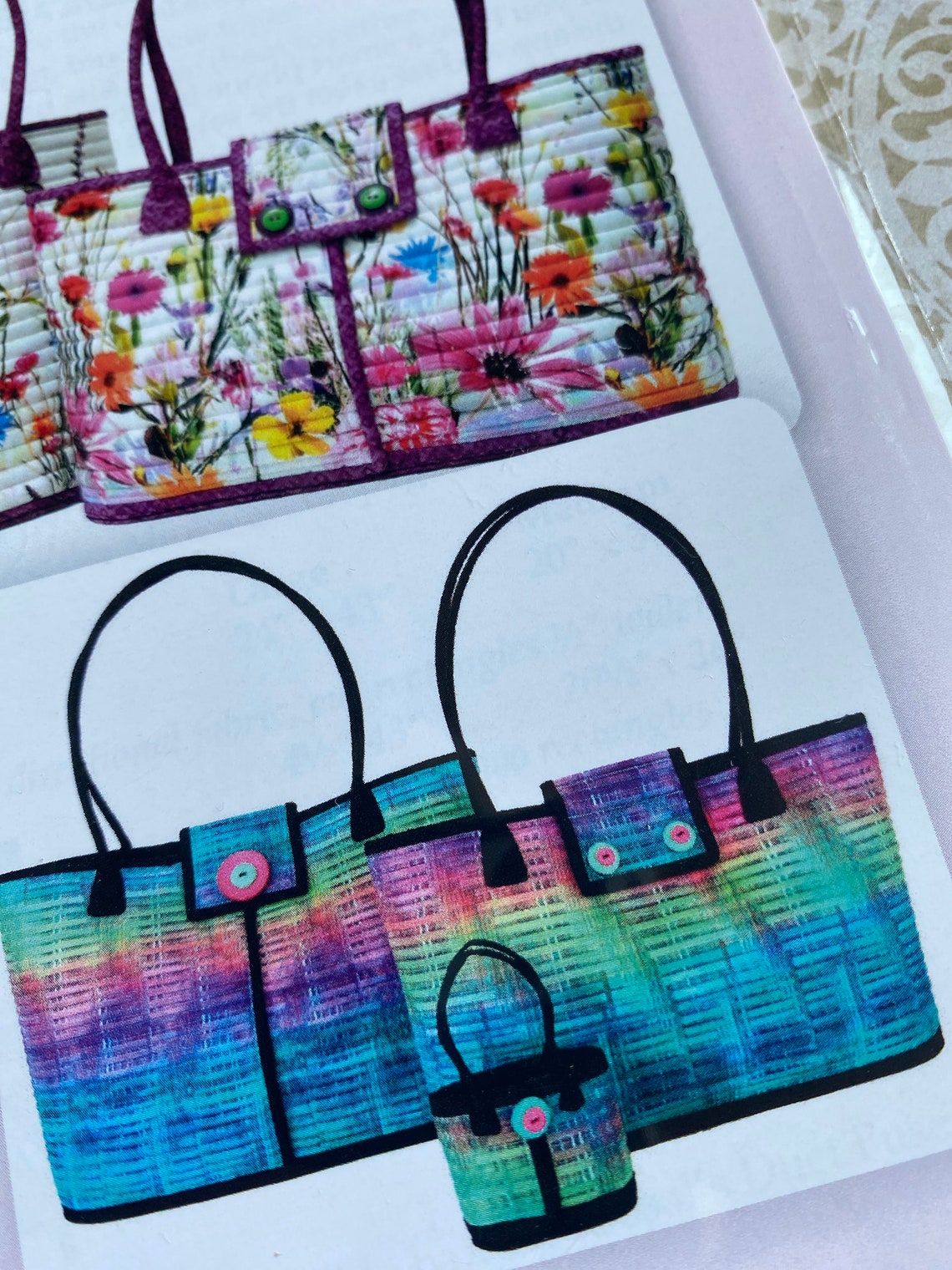 Aunties Two ROCKPORT TOTES Pattern, 1 Yd of Fabric, Whole Cloth Version ...