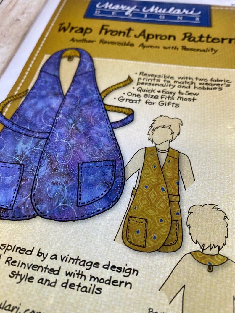 Mary Mulari Wrap Front Apron Pattern, Reversible Apron Pattern, Vintage ...