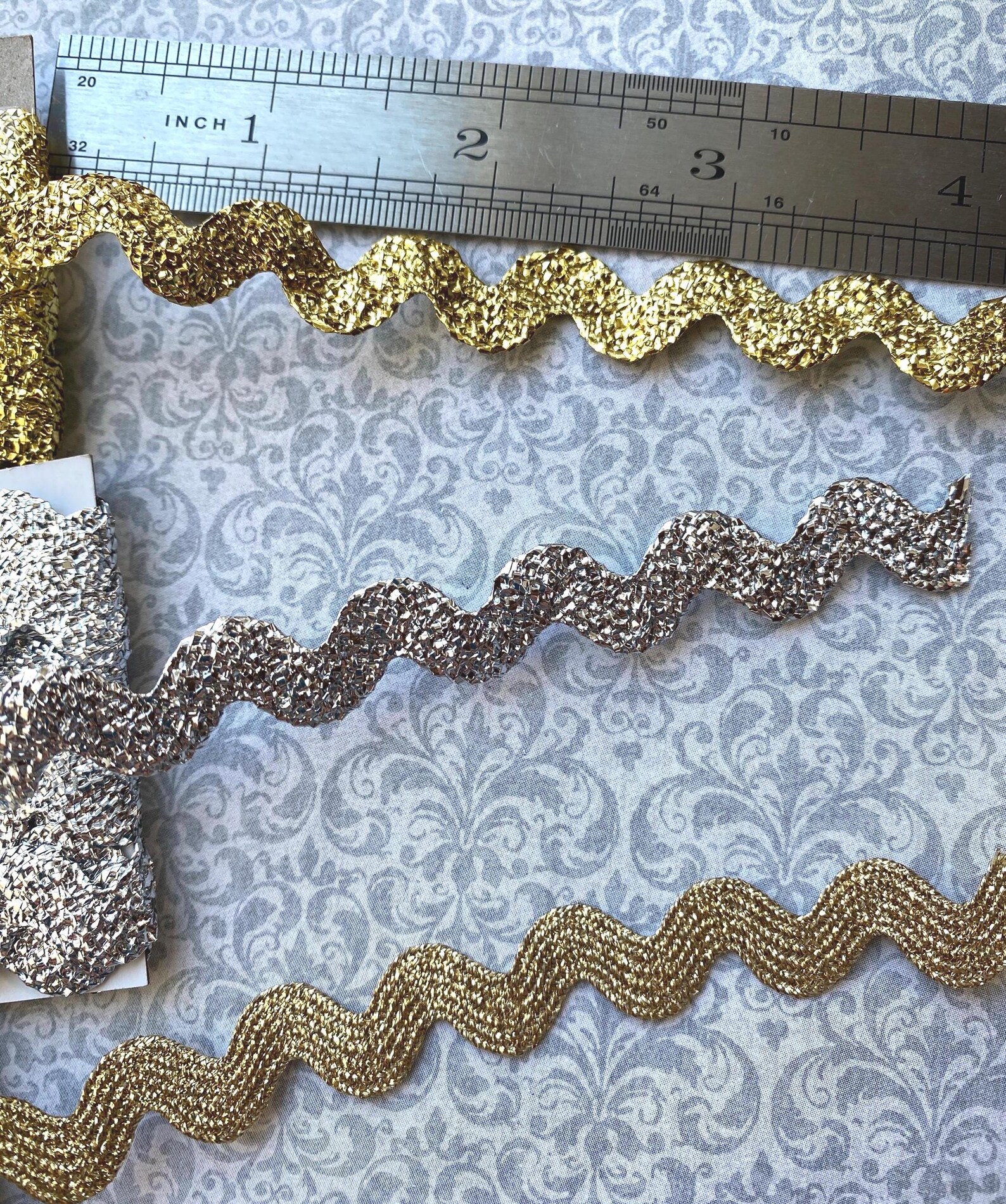 METALLIC Rick Rack MEDIUM, Rainbow Silver & 2 Golds, Discounted Combos ...