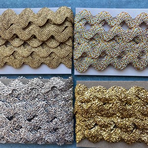 METALLIC Rick Rack MEDIUM, Rainbow Silver & 2 Golds, Discounted Combos ...